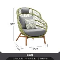 China Outdoor Teak Rattan Sofa Set Waterproof Sunproof 3-Seat Courtyard Garden Furniture for sale