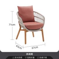 China Outdoor Teak Rattan Sofa Set Waterproof Sunproof 3-Seat Courtyard Garden Furniture for sale