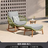 China Outdoor Teak Rattan Sofa Set Waterproof Sunproof 3-Seat Courtyard Garden Furniture for sale