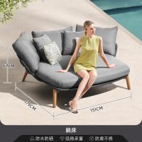China Outdoor Teak Rattan Sofa Set Waterproof Sunproof 3-Seat Courtyard Garden Furniture for sale