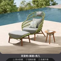 China Outdoor Teak Rattan Sofa Set Waterproof Sunproof 3-Seat Courtyard Garden Furniture for sale