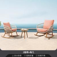 China Outdoor Teak Rattan Sofa Set Waterproof Sunproof 3-Seat Courtyard Garden Furniture for sale