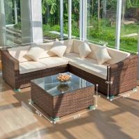China Outdoor Rattan Wicker Sofa Set with 3-Seat Bench and Coffee Table for Patio Garden Terrace for sale