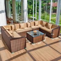 China Outdoor Rattan Wicker Sofa Set with 3-Seat Bench and Coffee Table for Patio Garden Terrace for sale