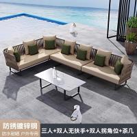 China Outdoor Rattan Woven Patio Sofa Set Weatherproof Lounge Chair with Coffee Table 3 Seater for sale
