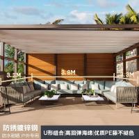 China Outdoor Rattan Woven Patio Sofa Set Weatherproof Lounge Chair with Coffee Table 3 Seater for sale