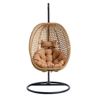 China Rattan Woven Hanging Basket Swing Chair Indoor Outdoor Egg Chair Boho Nest Swing 120kg Capacity Balcony Living Room for sale