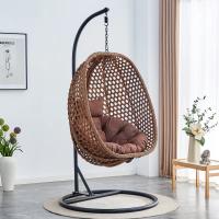 China Rattan Woven Hanging Basket Swing Chair Indoor Outdoor Egg Chair Boho Nest Swing 120kg Capacity Balcony Living Room for sale
