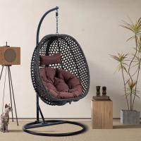 China Rattan Woven Hanging Basket Swing Chair Indoor Outdoor Egg Chair Boho Nest Swing 120kg Capacity Balcony Living Room for sale