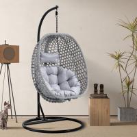 China Rattan Woven Hanging Basket Swing Chair Indoor Outdoor Egg Chair Boho Nest Swing 120kg Capacity Balcony Living Room for sale