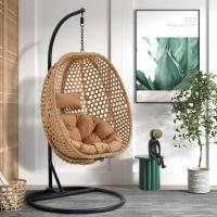 China Rattan Woven Hanging Basket Swing Chair Indoor Outdoor Egg Chair Boho Nest Swing 120kg Capacity Balcony Living Room for sale