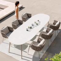 China Nordic Minimalist Outdoor Dining Set 4 Seats Woven Rope Patio Table and Chair Combo for Garden Terrace for sale