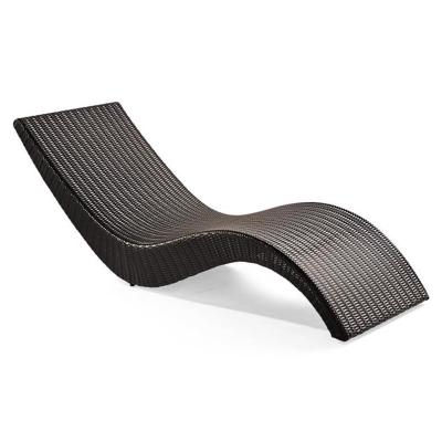China Outdoor Wicker Sun Lounger Patio Poolside Beach Waterproof Sun Resistant Rattan Lounge Chair 200cm for sale