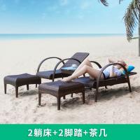 China Outdoor Wicker Sun Lounger Patio Poolside Beach Waterproof Sun Resistant Rattan Lounge Chair 200cm for sale