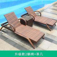 China Outdoor Wicker Sun Lounger Patio Poolside Beach Waterproof Sun Resistant Rattan Lounge Chair 200cm for sale