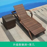 China Outdoor Wicker Sun Lounger Patio Poolside Beach Waterproof Sun Resistant Rattan Lounge Chair 200cm for sale