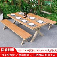 China Outdoor Plastic Wood Table and Chairs Set Weatherproof Anti Corrosion Villa Garden Patio Furniture 4 Seats for sale