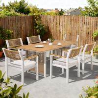 China Customizable Rattan Color Deck Dining Set Powder Coated Aluminum Frame 5 Year Warranty Outdoor Hospitality for sale