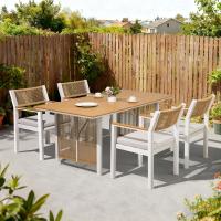 China Customizable Rattan Color Deck Dining Set Powder Coated Aluminum Frame 5 Year Warranty Outdoor Hospitality for sale