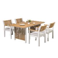 China Customizable Rattan Color Deck Dining Set Powder Coated Aluminum Frame 5 Year Warranty Outdoor Hospitality for sale