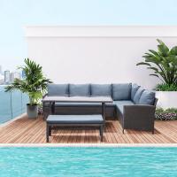 China Commercial Outdoor Sectional Sofa Dining Set 94in Aluminum Frame Handwoven PE Rattan 500KG Load Capacity for sale