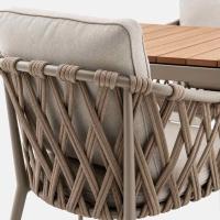 China Outdoor Rope Dining Set with Wood-Look Tabletop and Powder-Coated Metal Frame for Commercial Use for sale