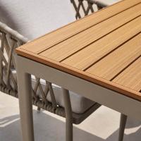 China Outdoor Rope Dining Set with Wood-Look Tabletop and Powder-Coated Metal Frame for Commercial Use for sale