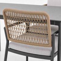 China Modern Outdoor Dining Set Matte Gray Table Natural Tan PE Rattan Chairs 6-Seat for sale