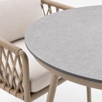 China Round Outdoor Bistro Dining Set 4 Chairs Stone Tabletop UV Rust Resistant Customizable for sale