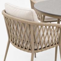 China Round Outdoor Bistro Dining Set 4 Chairs Stone Tabletop UV Rust Resistant Customizable for sale