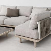 China Powder-coated Aluminum Frame Modular Outdoor Sectional Sofa Set with Vertical Gray Rope Back Weaving and Thick Quick-Dry Foam Cushions for sale
