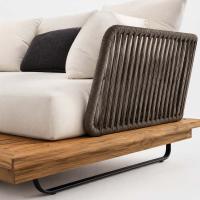 China Teak and Rope Outdoor Lounge Sofa Set with Modular Corner Seating and Powder-Coated Metal Frame for sale