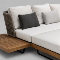 China Teak and Rope Outdoor Lounge Sofa Set with Modular Corner Seating and Powder-Coated Metal Frame for sale
