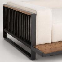 China Black Powder-Coated Aluminum Frame Outdoor Sofa Set with Flexible Modular Corner Layout and Weather-Resistant Ivory Fabric Cushions for sale