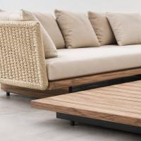 China Powder-coated Aluminum Frame Outdoor Sofa Set with Cream Woven Rope Panels and Modular Seating for sale