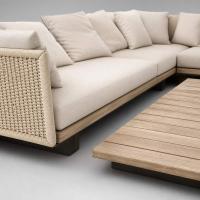 China Powder-coated Aluminum Frame Outdoor Sofa Set with Cream Woven Rope Panels and Modular Seating for sale