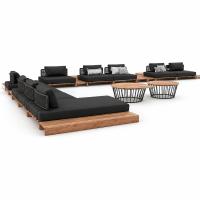 China Powder-coated Aluminum Frame Outdoor Sofa Set with Teak-Look Platform Bases and Modular Seating for sale