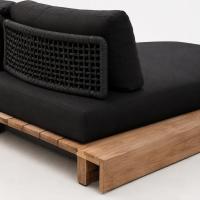 China Powder-coated Aluminum Frame Outdoor Sofa Set with Teak-Look Platform Bases and Modular Seating for sale