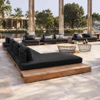 China Powder-coated Aluminum Frame Outdoor Sofa Set with Teak-Look Platform Bases and Modular Seating for sale