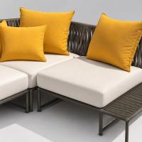 China Dark Powder-Coated Aluminum Frame Outdoor Sofa Set with Handwoven Outdoor Rope and Quick-Dry Foam Cushions for sale