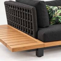 China Low Profile Outdoor Sofa Set with Teak-Look Platform Bases and Powder-Coated Aluminum Frame for sale