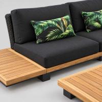China Low Profile Outdoor Sofa Set with Teak-Look Platform Bases and Powder-Coated Aluminum Frame for sale