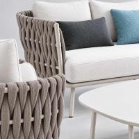 China Curved Gray Rope Outdoor Sofa Set with Powder-Coated Aluminum Frame and Quick-Dry Foam Cushions for sale