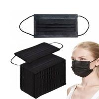 China MOQ 1box/50pcs 3 Ply Fashion Mask PPE Non Woven Class II EN14683 Type IIR Adult Black Disposable Face Mask for sale