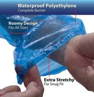 China Disposable PE Arm Protective Water Proof Sleeve Cover Transparent Blue Plastic Oversleeve for sale