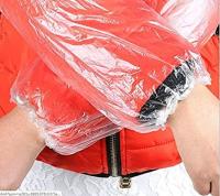 China Disposable PE Arm Protective Water Proof Sleeve Cover Transparent Blue Plastic Oversleeve for sale