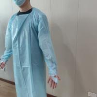 China Back-opening Light Blue Waterproof Plastic Apron Polyethylene Medical Disposable CPE Gown for sale