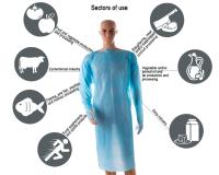 China CPE Gown Surgical Disposable Blue Gown/apron Thumb Loop Isolation Clothes protection Suit for sale