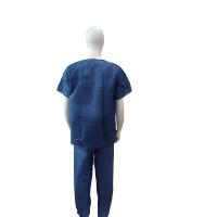 China Non Woven SMS Knitted Cuff Lab Shirt Disposable Scrub Suit for sale