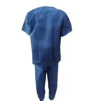 China Non Woven SMS Knitted Cuff Lab Shirt Disposable Scrub Suit for sale